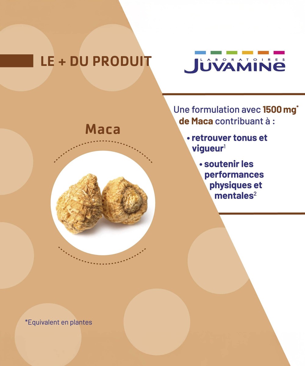 Maca 1500 mg - Vigueur Sexuelle 30 comprimés | Juvamine