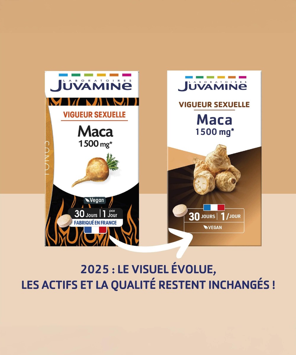 Maca 1500 mg - Vigueur Sexuelle 30 comprimés | Juvamine